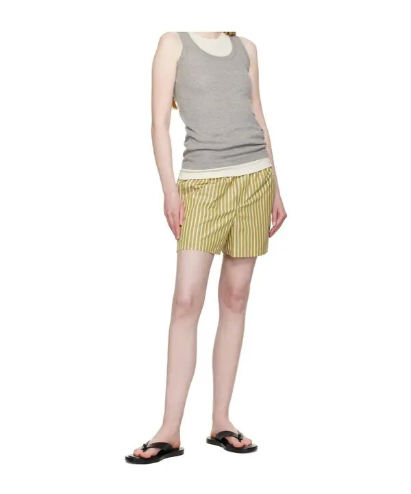 AMI Paris Striped Relaxed Shorts - Nude