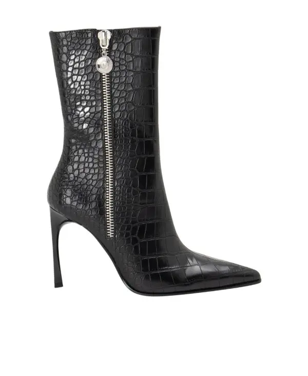 Versace Zip Stiletto Boots - Black