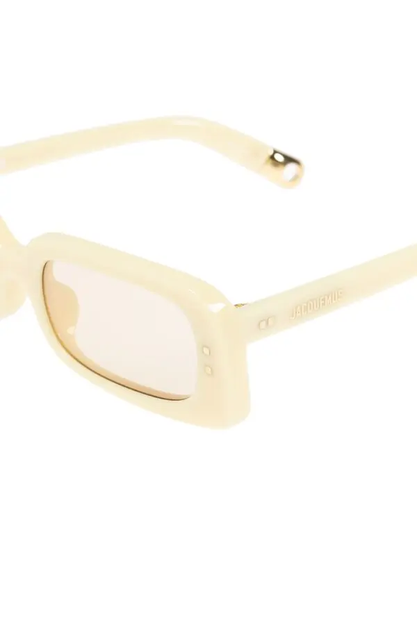 Jacquemus Rectangular Sunglasses With Logo Detail - Nude
