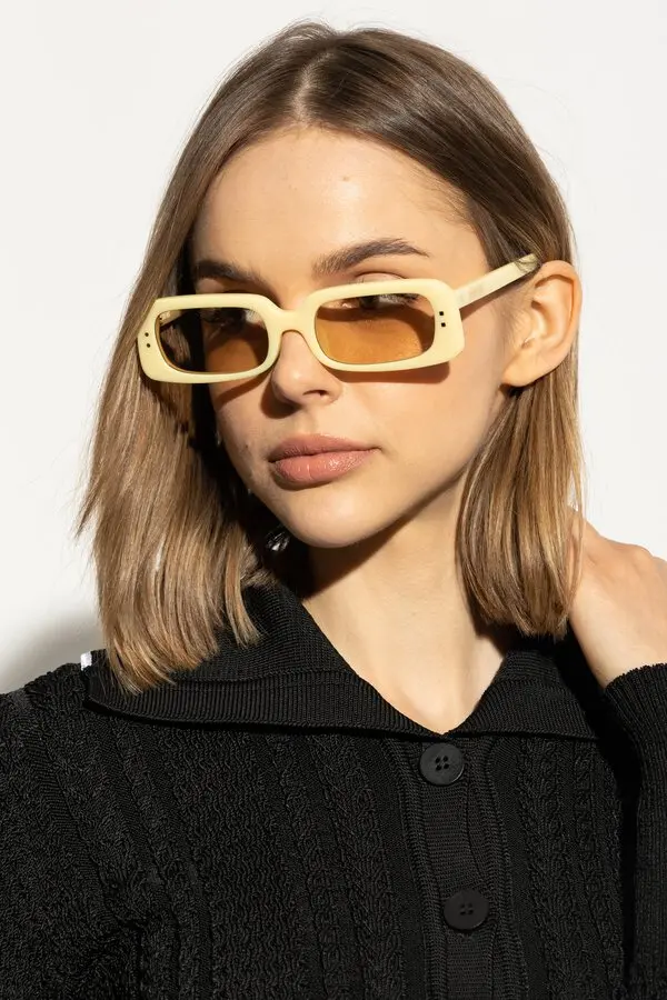 Jacquemus Rectangular Sunglasses With Logo Detail - Nude