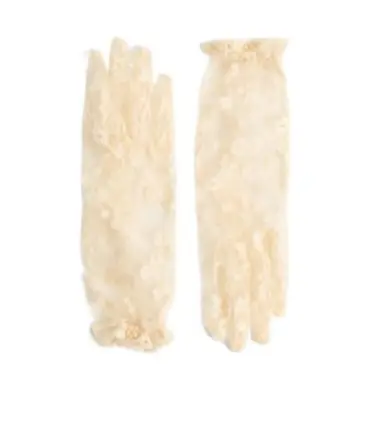 Valentino Garavani Vlogo Plaque Lace Gloves - Butter/gold