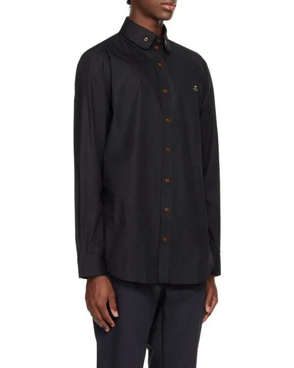 VIVIENNE WESTWOOD Orb Logo-embroidered Cotton Shirt