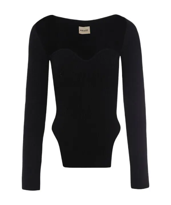 Khaite Maddy Ribbed Long-sleeve Top - Black