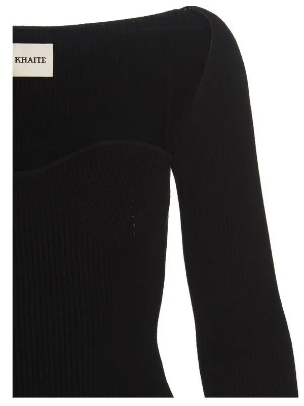 Khaite Maddy Ribbed Long-sleeve Top - Black