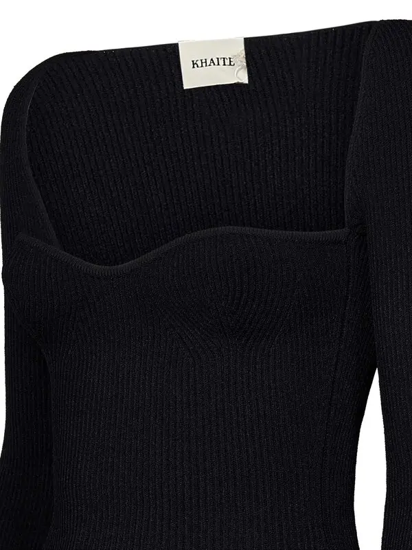 Khaite Maddy Ribbed Long-sleeve Top - Black