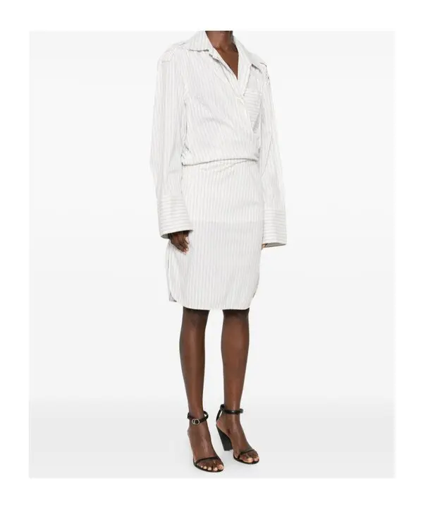 IRO PARIS Striped Long Sleeve Wrap Dress - White