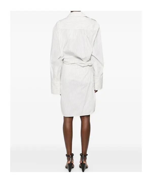 IRO PARIS Striped Long Sleeve Wrap Dress - White