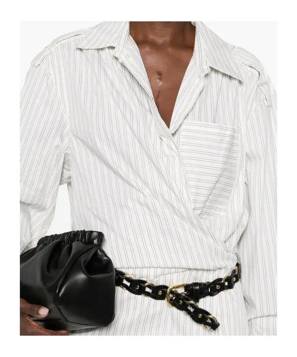 IRO PARIS Striped Long Sleeve Wrap Dress - White