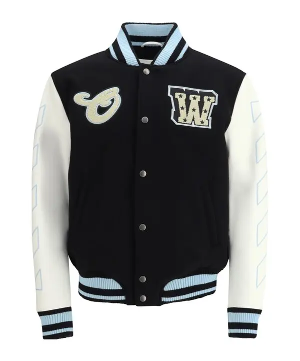 Off-White Star Logo Varsity Jacket - Black
