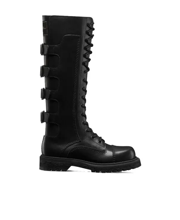 Dior Knee-high Combat Boots With Buckle And Zip Closure