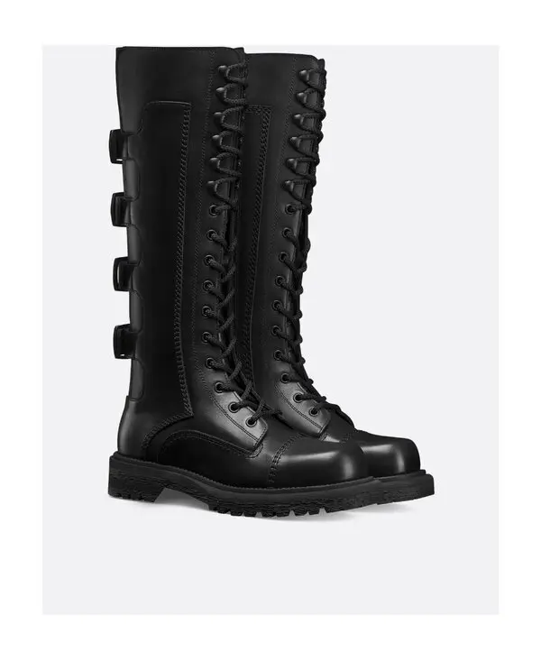 Dior Knee-high Combat Boots With Buckle And Zip Closure