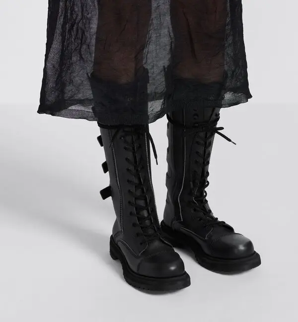 Dior Knee-high Combat Boots With Buckle And Zip Closure