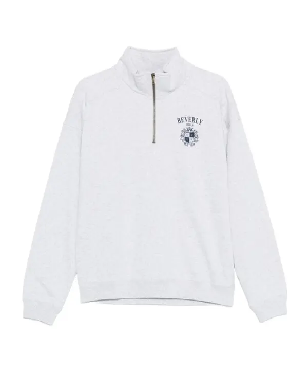 SPORTY  RICH Sporty & Rich Quarter-zip Printed Sweatshirt