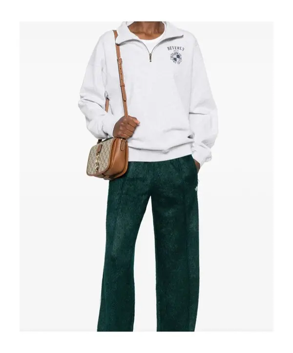 SPORTY  RICH Sporty & Rich Quarter-zip Printed Sweatshirt