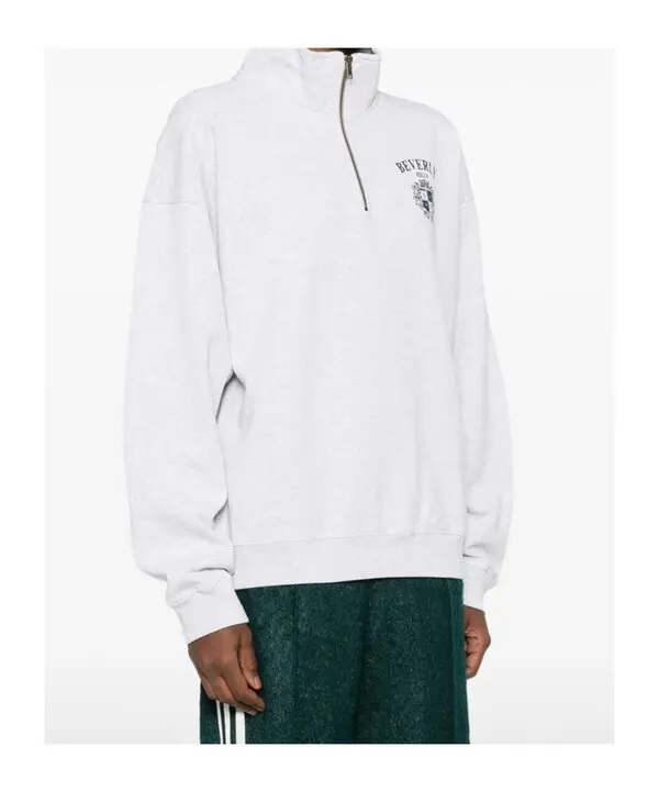 SPORTY  RICH Sporty & Rich Quarter-zip Printed Sweatshirt