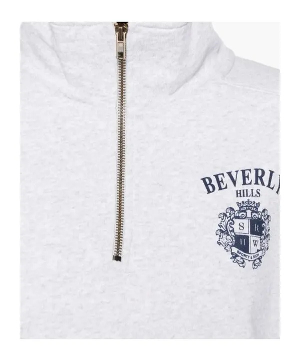 SPORTY  RICH Sporty & Rich Quarter-zip Printed Sweatshirt