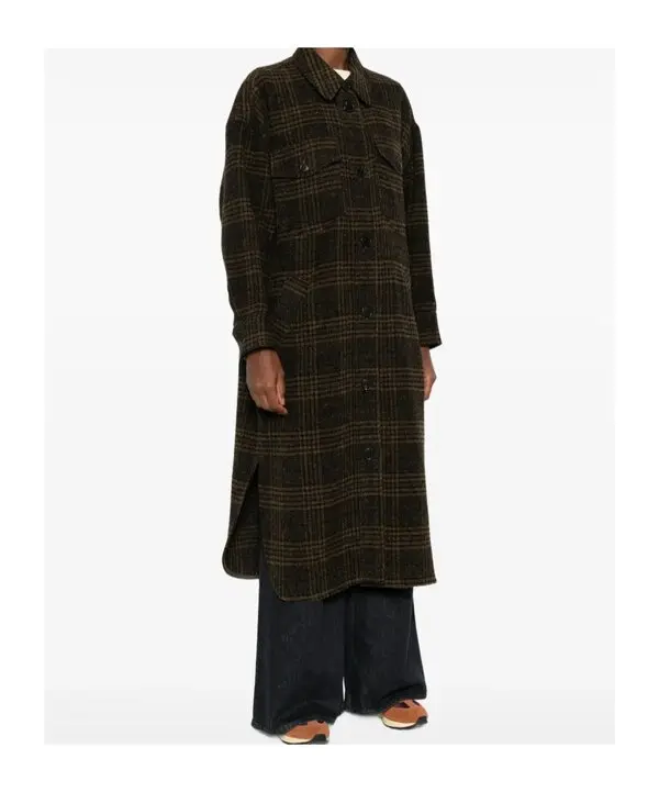 Isabel Marant Étoile Checked Long Coat - Black