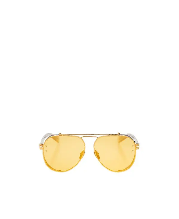 Balmain Aviator Sunglasses With Logo Detail - Yellow
