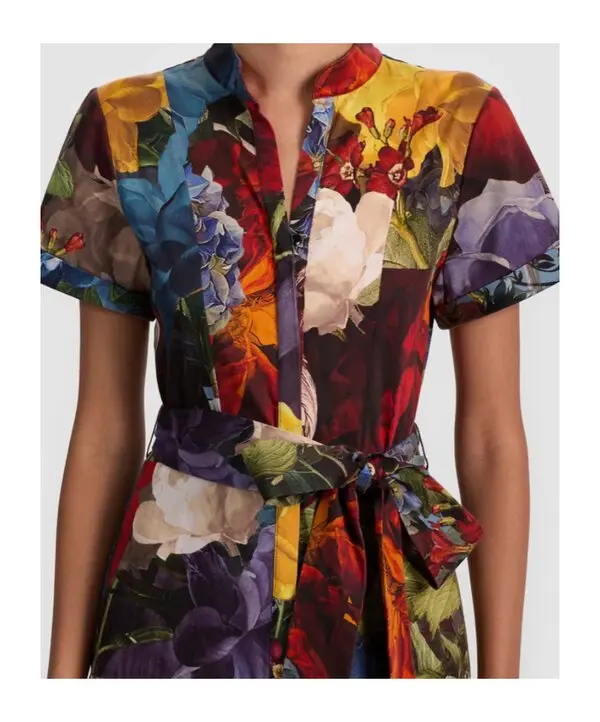 ALICEOLIVIA Alice + Olivia Lucy Floral Print Tie Midi Dress