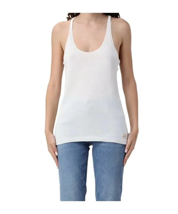 TWINSET Logo Plaque U-neck Tank Top - White