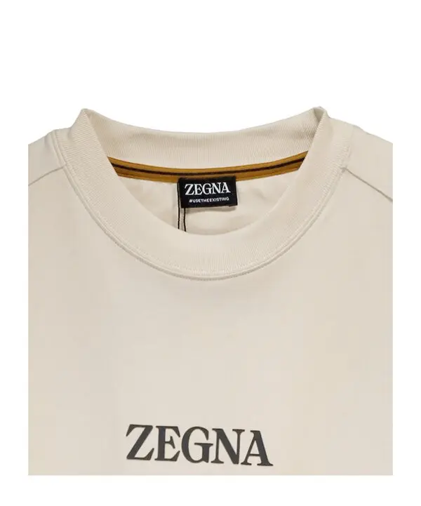 Zegna Logo Detailed Crewneck T-shirt - White