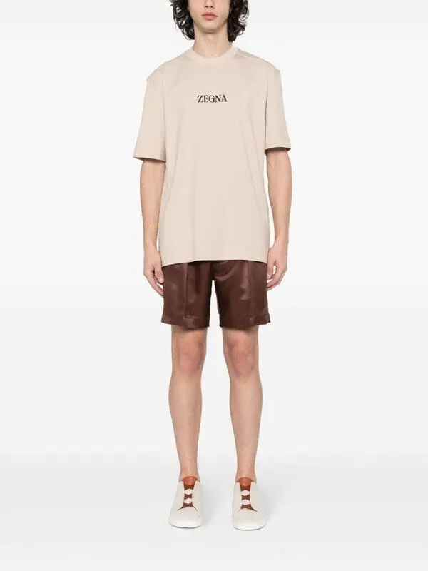 Zegna Logo Detailed Crewneck T-shirt - White