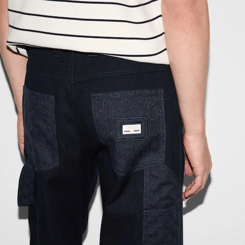 Gucci Web Detail Cotton Canvas Pants