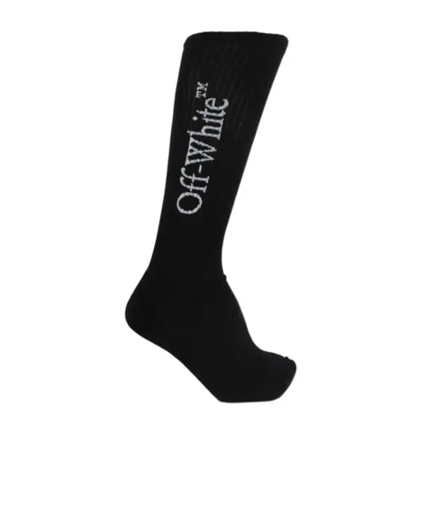 Off-White Logo Intarsia Ribbed Socks - Black