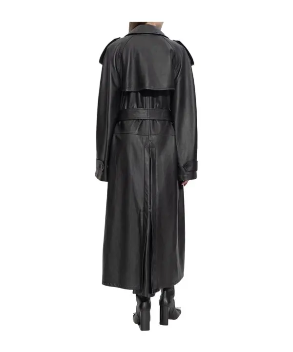 Balenciaga Belted Leather Trench Coat