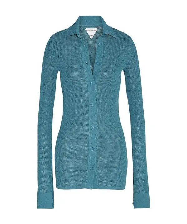 Bottega Veneta Mesh Buttoned Cardigan - Blue