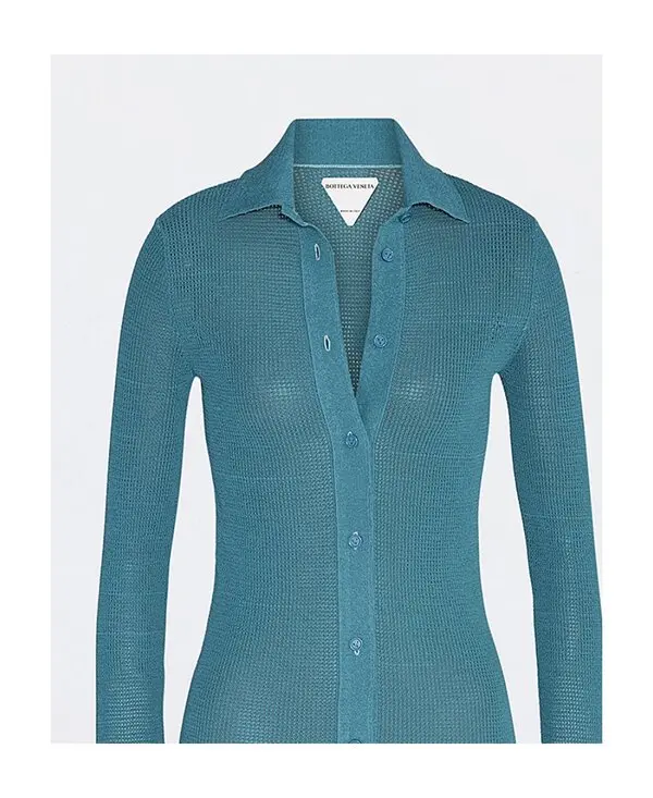 Bottega Veneta Mesh Buttoned Cardigan - Blue