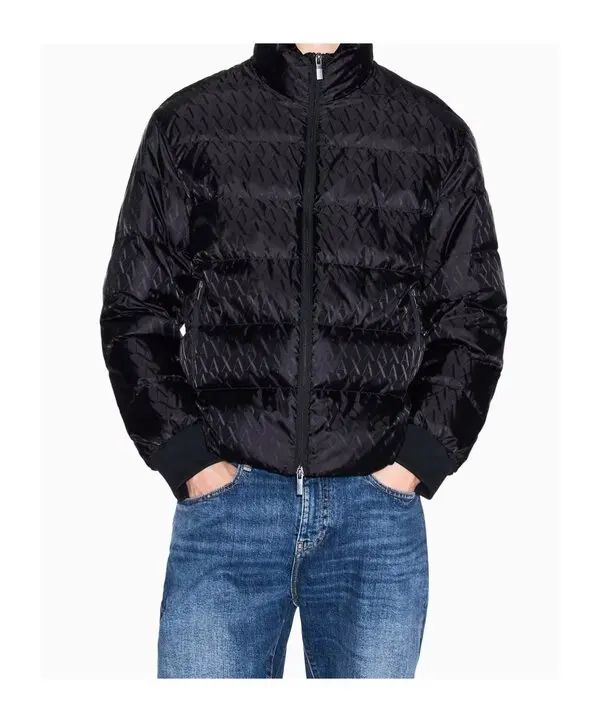 Armani Exchange Tone-on-tone Allover Logo Puffer Jacket
