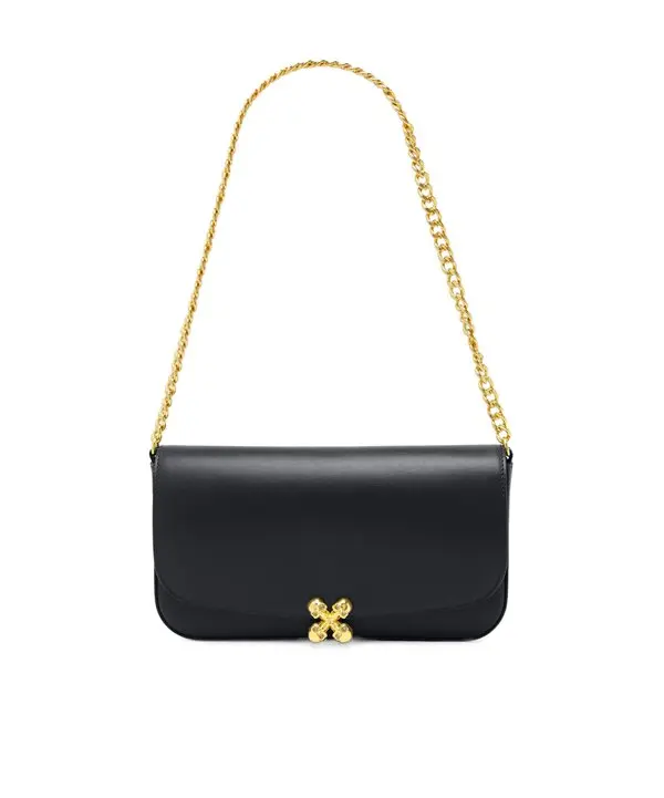 Alexander McQueen Skull Flower Chain Shoulder Bag - Black