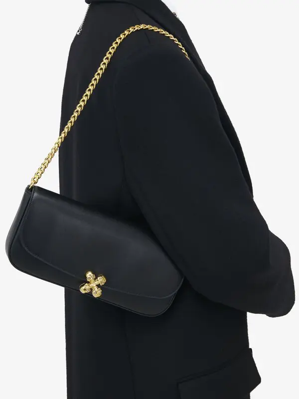 Alexander McQueen Skull Flower Chain Shoulder Bag - Black