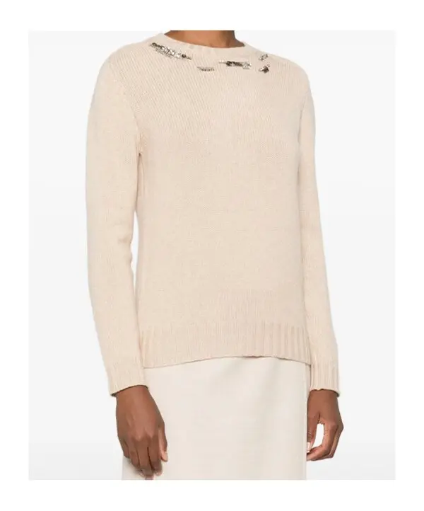Fabiana Filippi Embellished Crew Neck Long Sleeve Sweater