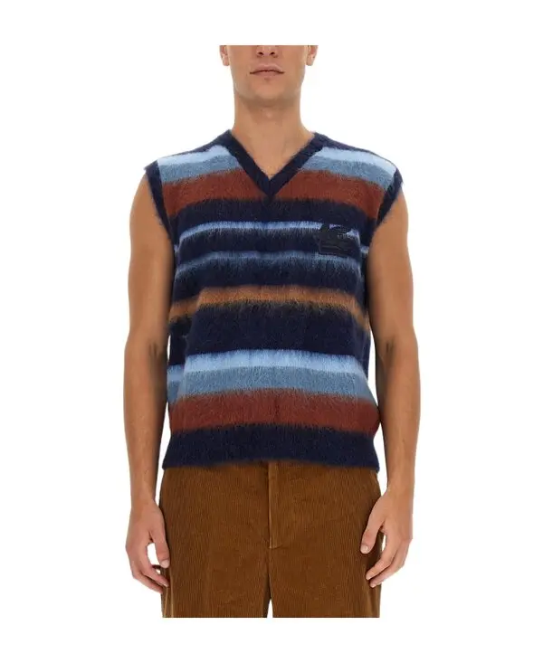 Etro Striped V-neck Sleeveless Vest - Brown