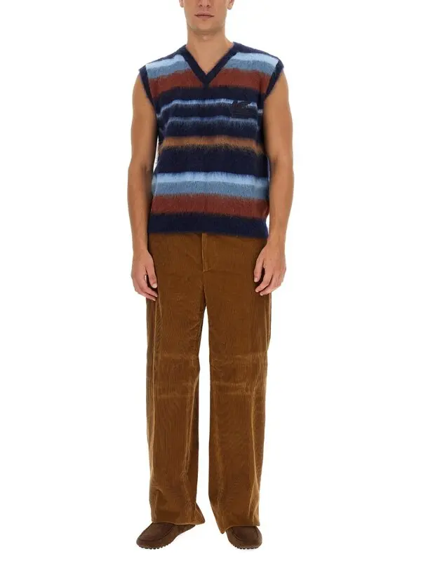 Etro Striped V-neck Sleeveless Vest - Brown
