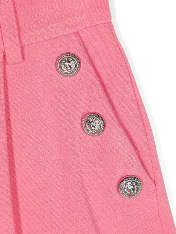Balmain Pleated Wide-leg Trousers With Button Detail