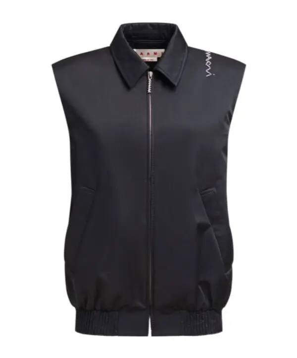 Marni Collared Zip-up Vest - Black