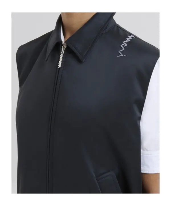Marni Collared Zip-up Vest - Black