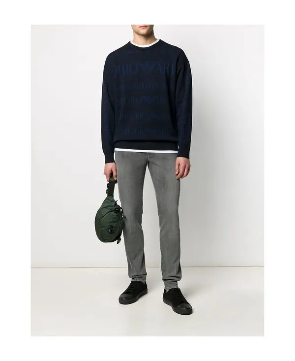 Emporio Armani All-over Logo Fine Knit Sweater