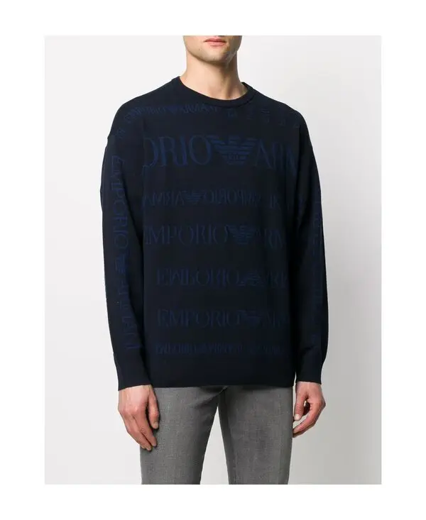 Emporio Armani All-over Logo Fine Knit Sweater