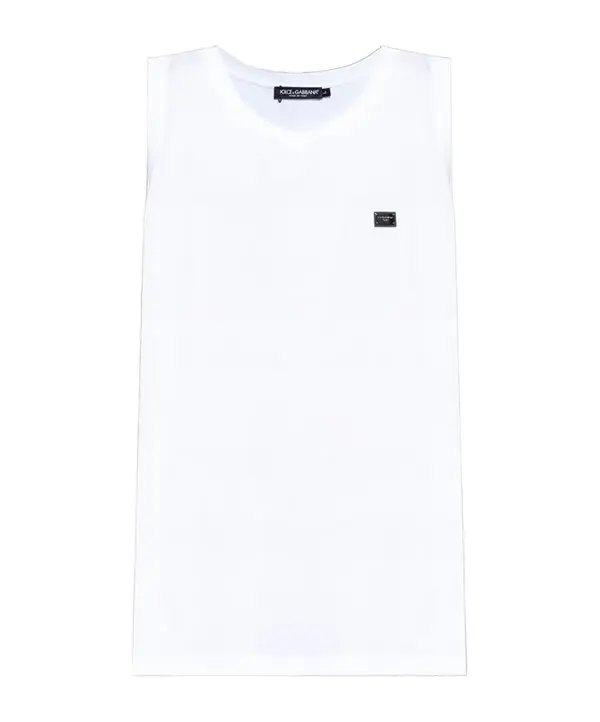 Dolce & Gabbana Oversized Singlet With Logo Tag - White