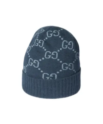 Gucci Intarsia Monogrammed Knit Beanie - Navy Blue And Light Blue