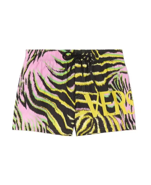 Versace Tiger Print Swim Trunks - Black