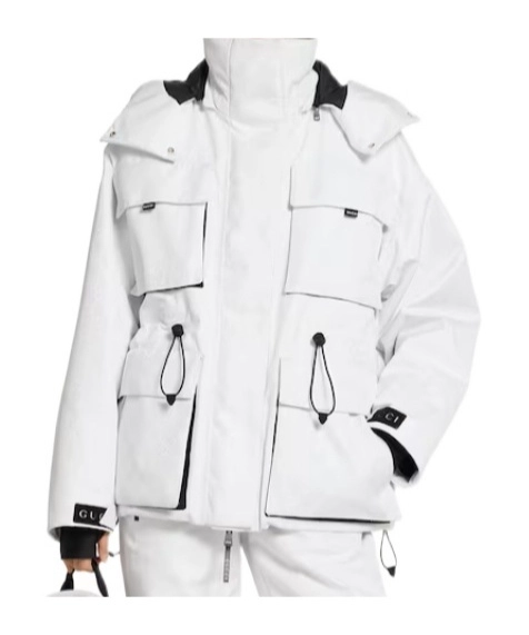 Gucci Gg Jacquard Hooded Jacket With Drawstring Accents