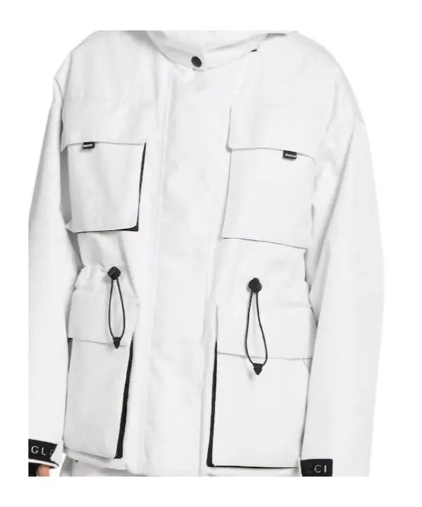Gucci Gg Jacquard Hooded Jacket With Drawstring Accents