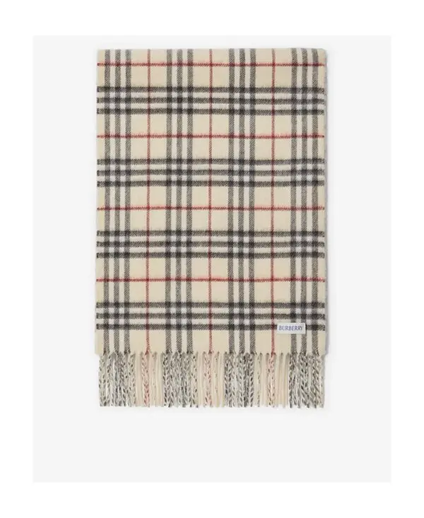 Burberry Checked Reversible Fringed-edge Scarf - Stone