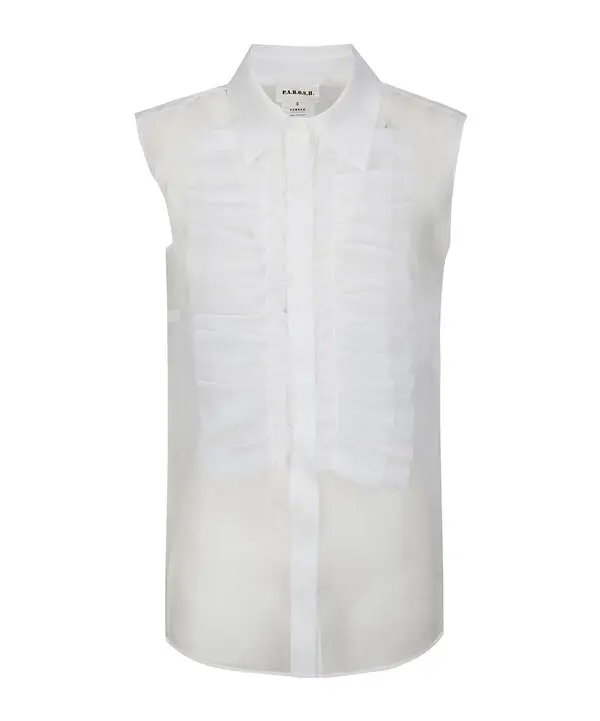 P.a.r.o.s.h Sleeveless Ruffled Shirt - White