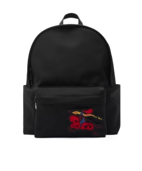 Burberry Backpack With Equestrian Knight Appliqu - Black